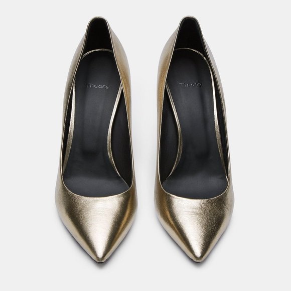Theory | Shoes | Theory Metallic Leather Pointy Classic Pumps Nwot 595 ...